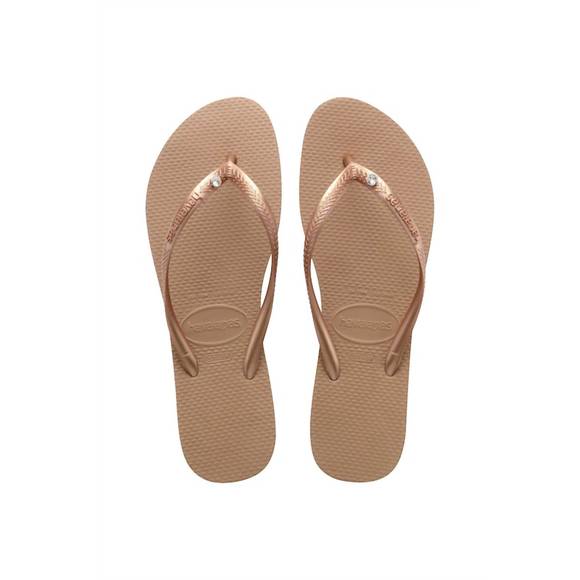 Havaianas | Shoes | New Havaianas Slim Crystal Flip Flops In Gold ...